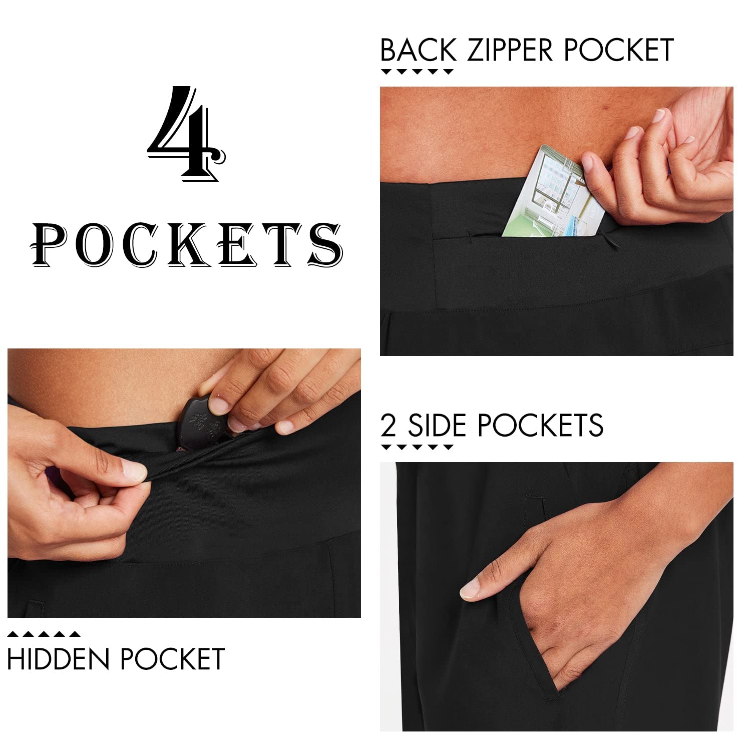 BALEAF Womens' 7" Long Running Athletic Shorts Back Zipper Pocket Workout Gym Shorts Quick Dry High Waist with Liner Black Size M