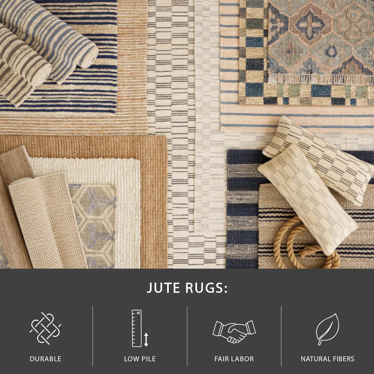 Dash and Albert Gridwork Jute Area Rug - 2' x 3' Black Solid Handwoven Accent Rug - Durable, Eco-Friendly, High Traffic Areas Hallway, Bedroom, Stairs