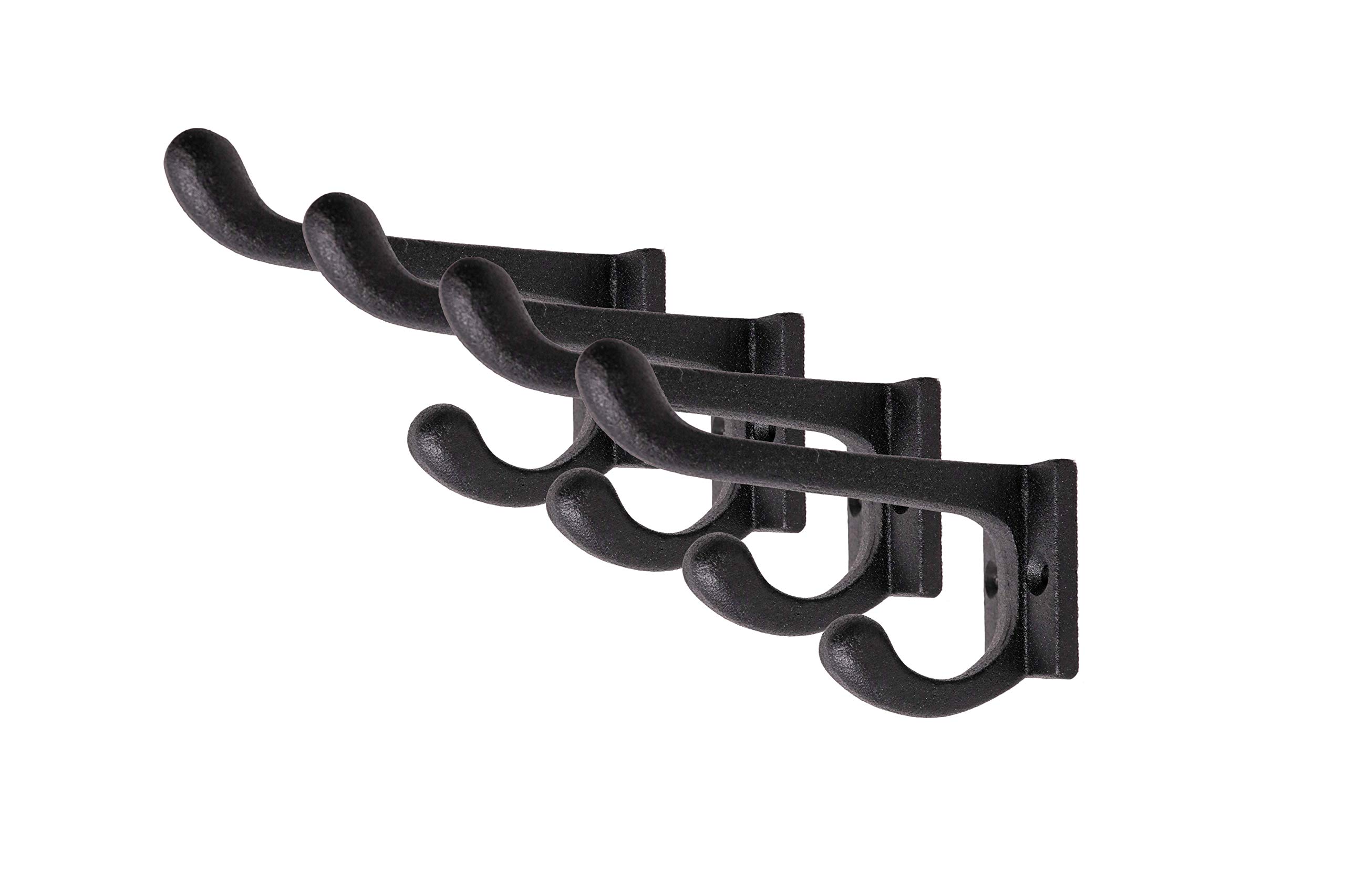 CRAFTSMAN ROAD Vintage Cast Iron Wall Hooks (Black Texture Finish, Set of 4) - Rustic, Farmhouse Coat Hooks | Great for Coats, Bags, Towels, Hats | Classic Stout