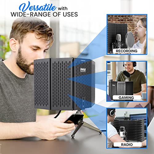 PyleUsa Microphone Isolation Shield, 5 Panel Acoustic Vocal Sound Dampening Noise Absorb Record Studio,1.6" Foam,Adjust Mic Depth,Removable Shock Mount, β
" Threaded,Podcast,Sing and Broadcast-1 set