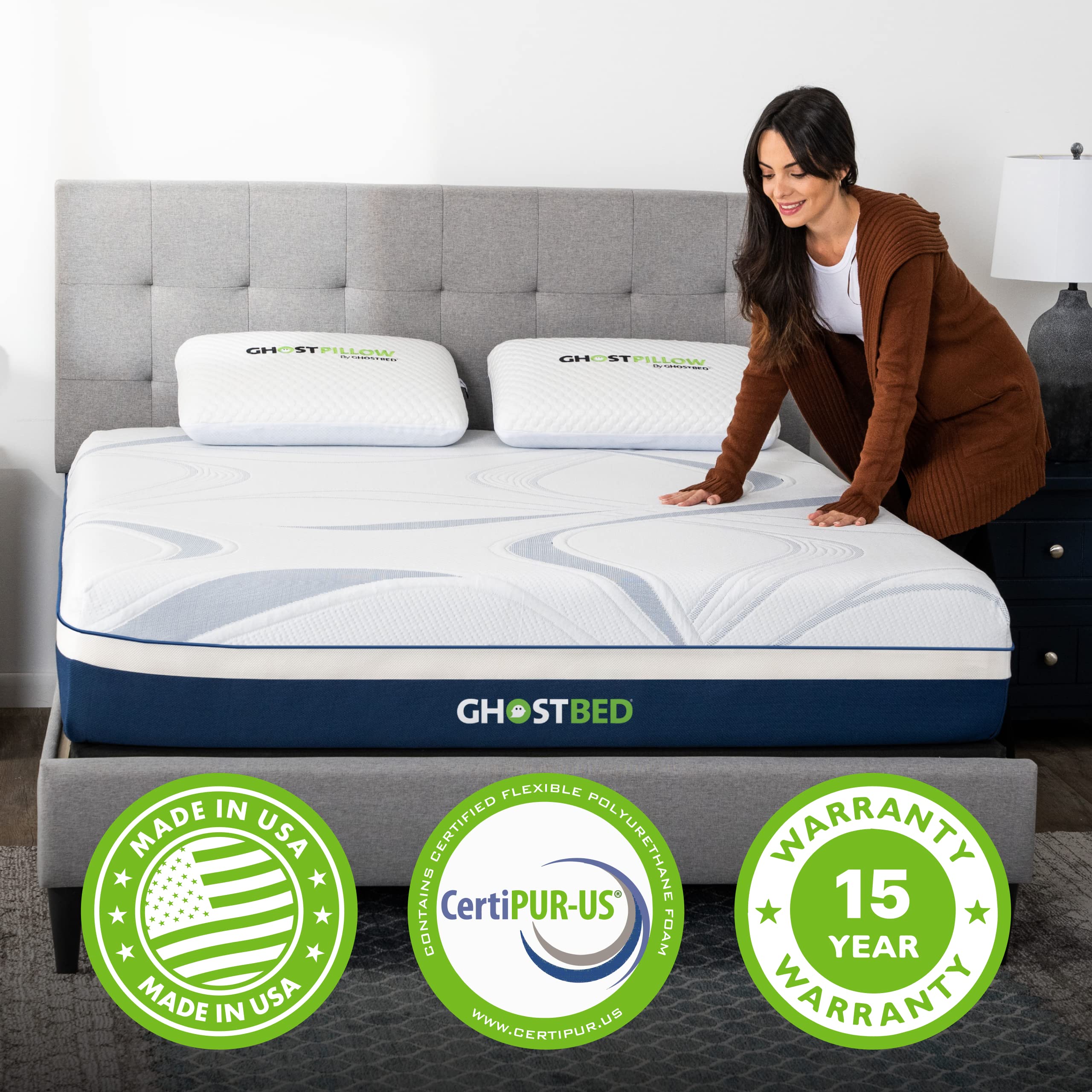 GhostBed Ultimate 10 Inch Mattress - Cool Gel Memory Foam King Mattress, Medium Firm Feel with Breathable, Cool-to-The-Touch Cover - Made in The USA, CertiPUR-US Certified