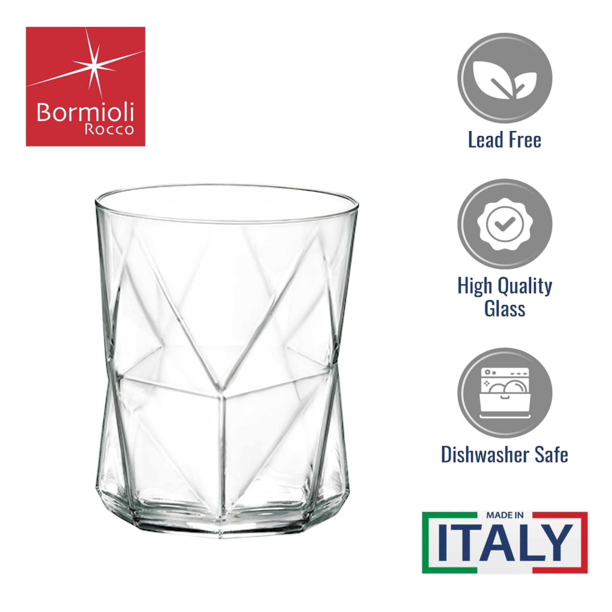 Bormioli Rocco Cassiopea Double Old Fashioned Glass, Set of 4