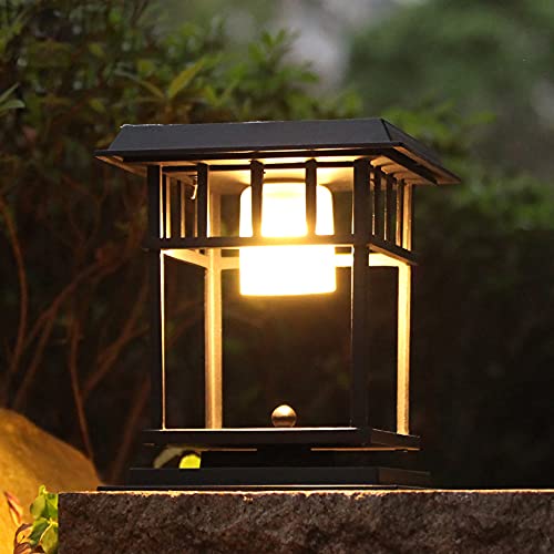 IBalody Solar Pillar Lights Outdoor Waterproof Column Lights Modern Simple Aluminum Alloy Decorative Light Home Courtyard Garden Pillar LED Light Square Pedestal