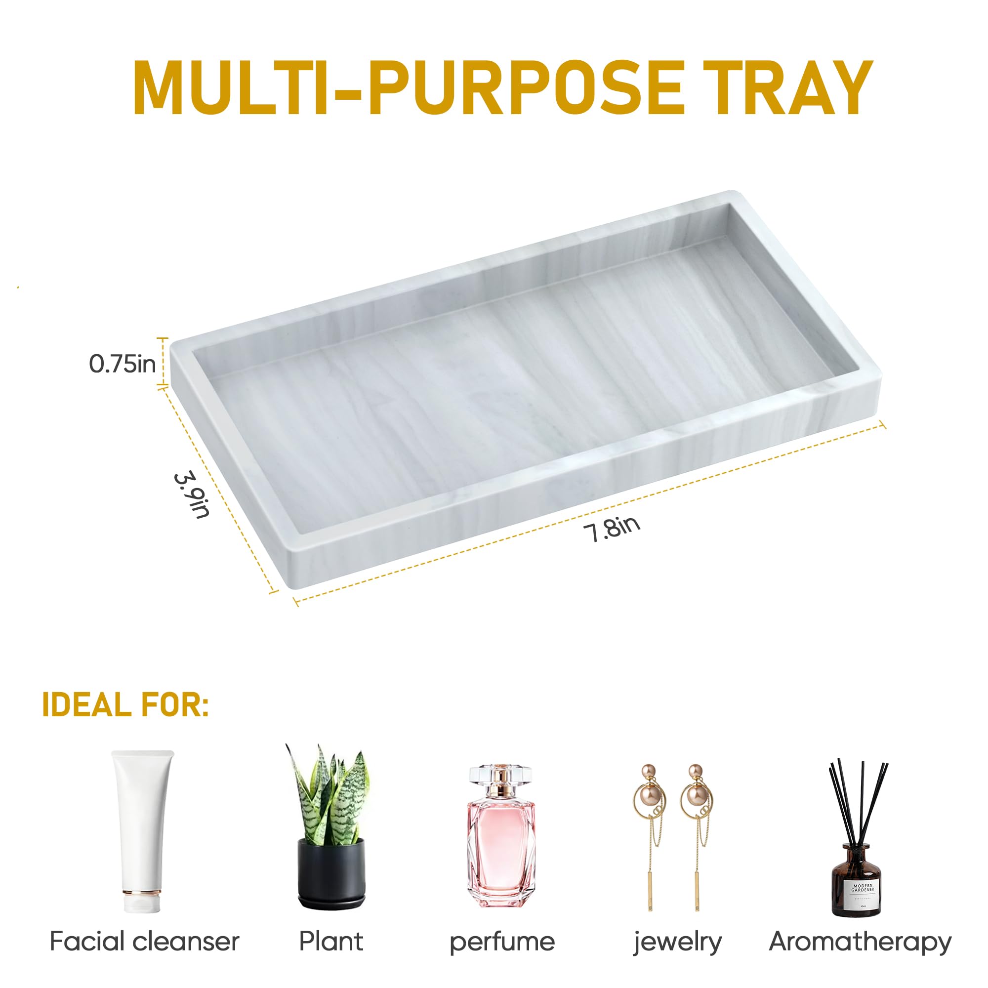 Bathroom Counter Tray,EG-SIPRO High-Grade Thickened Silicone Bathroom Vanity Tray,Shatterproof Durable Rectangle Bathroom Tray Soap Dispenser Tray for Bathroom Countertop