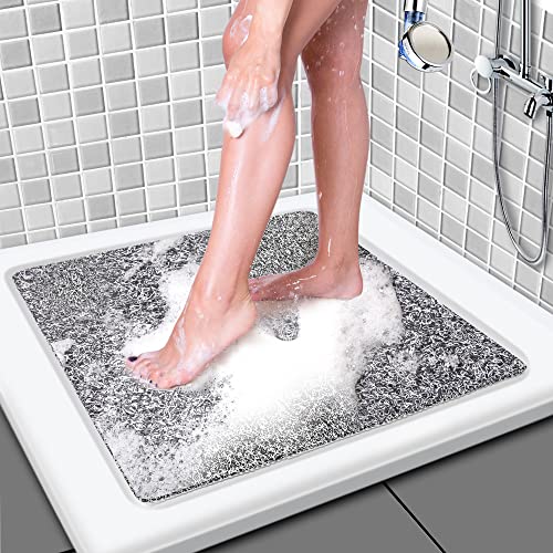 Leotruny PVC Non Slip Square Shower Mat 21 x 21 Inches Shower Floor Mat for Bathroom Textured Surface (C04-Mix Color, 21''X21'')