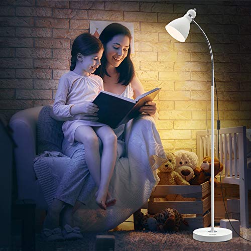 LEPOWER Metal Floor Lamp, Adjustable Goose Neck Standing Lamp with Heavy Metal Based, E26 Lamp Base, Torchiere Light for Living Room, Bedroom, Study Room and Office