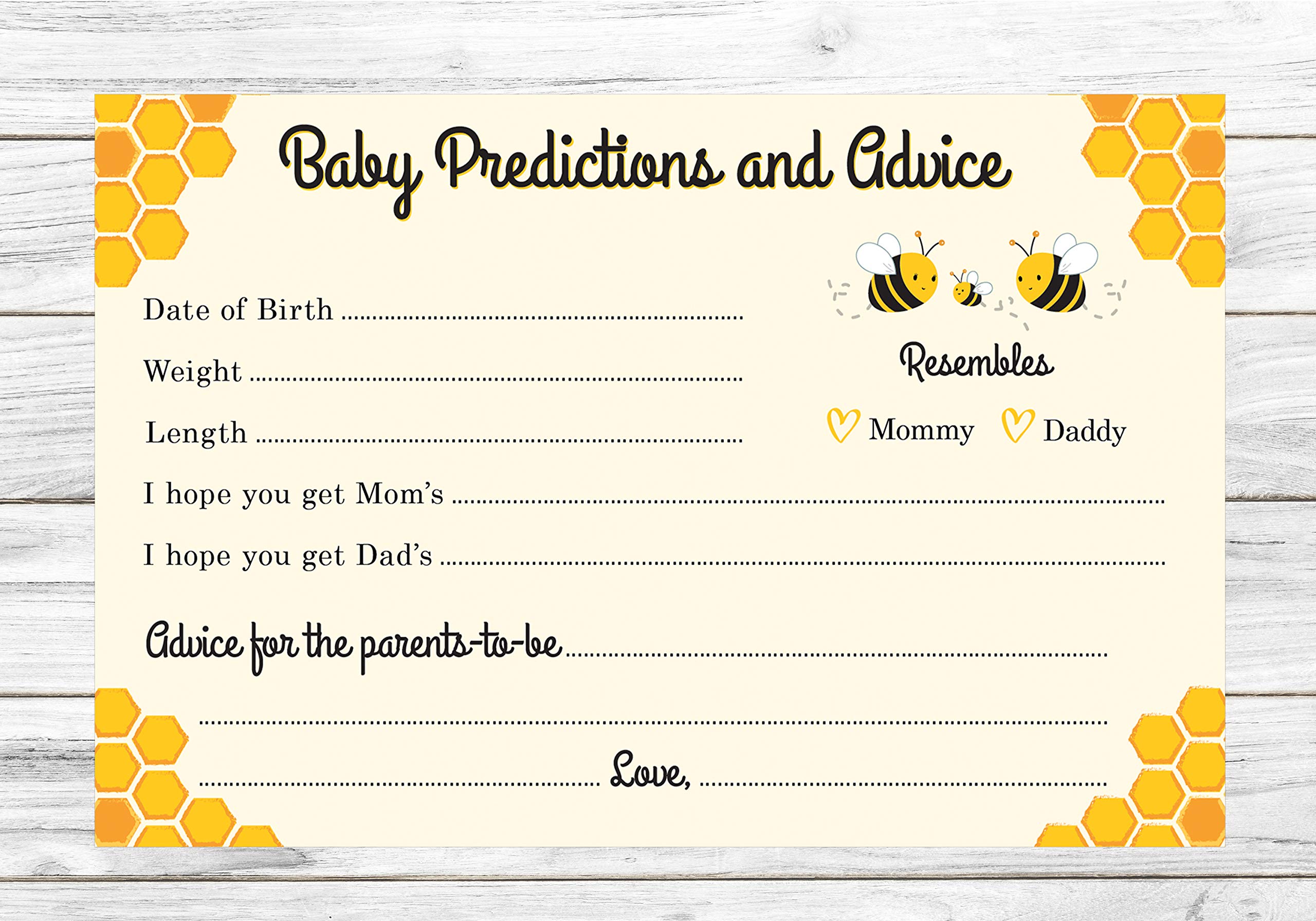 Bee Baby Predictions and Advice Cards - 24 count
