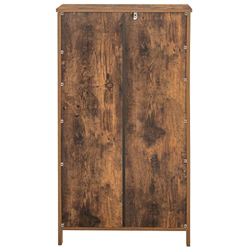 Iwell Storage Cabinet, Bathroom Cabinet with 4 Doors and Adjustable Shelf, Floor Cabinet for Living Room, Bedroom, Home Office, Rustic Brown