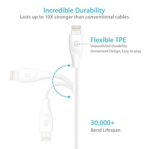 Syncwire iPhone Charger Lightning Cable - 6ft [Apple Mfi Certified] Ultra-Durable Fast Charging & Syncing Apple Charger Cord for iPhone 11 XS Max XR X 8 Plus 7 Plus 6S 6 Plus Se 5, iPad iPod - White