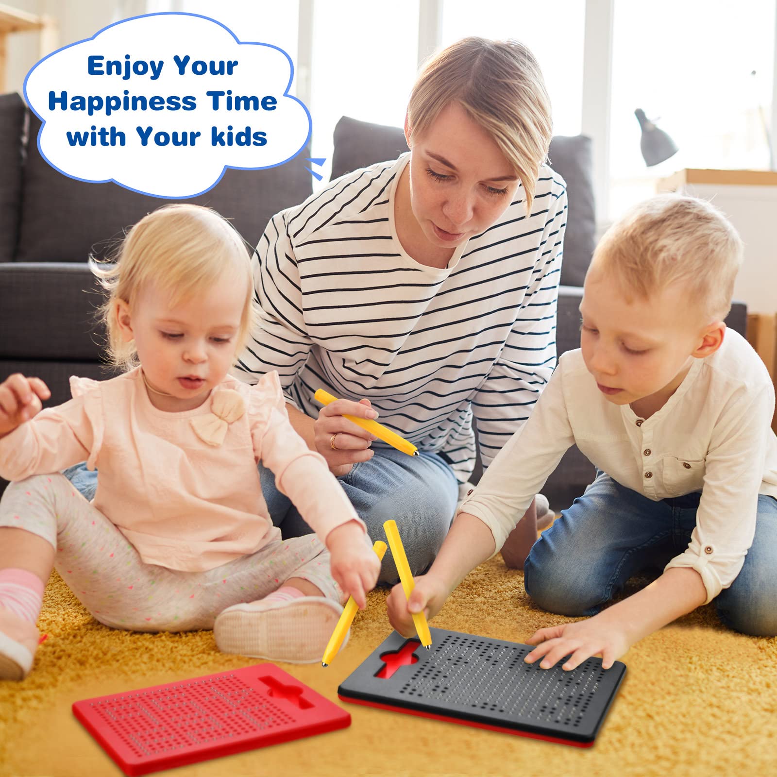 Yexiya 3 Packs Magnetic Drawing Board for Kids with Magnet Pen and Beads Magnetic Tablet Toy Learning Writing Board for Airplane & Car Ride Activities for Kids