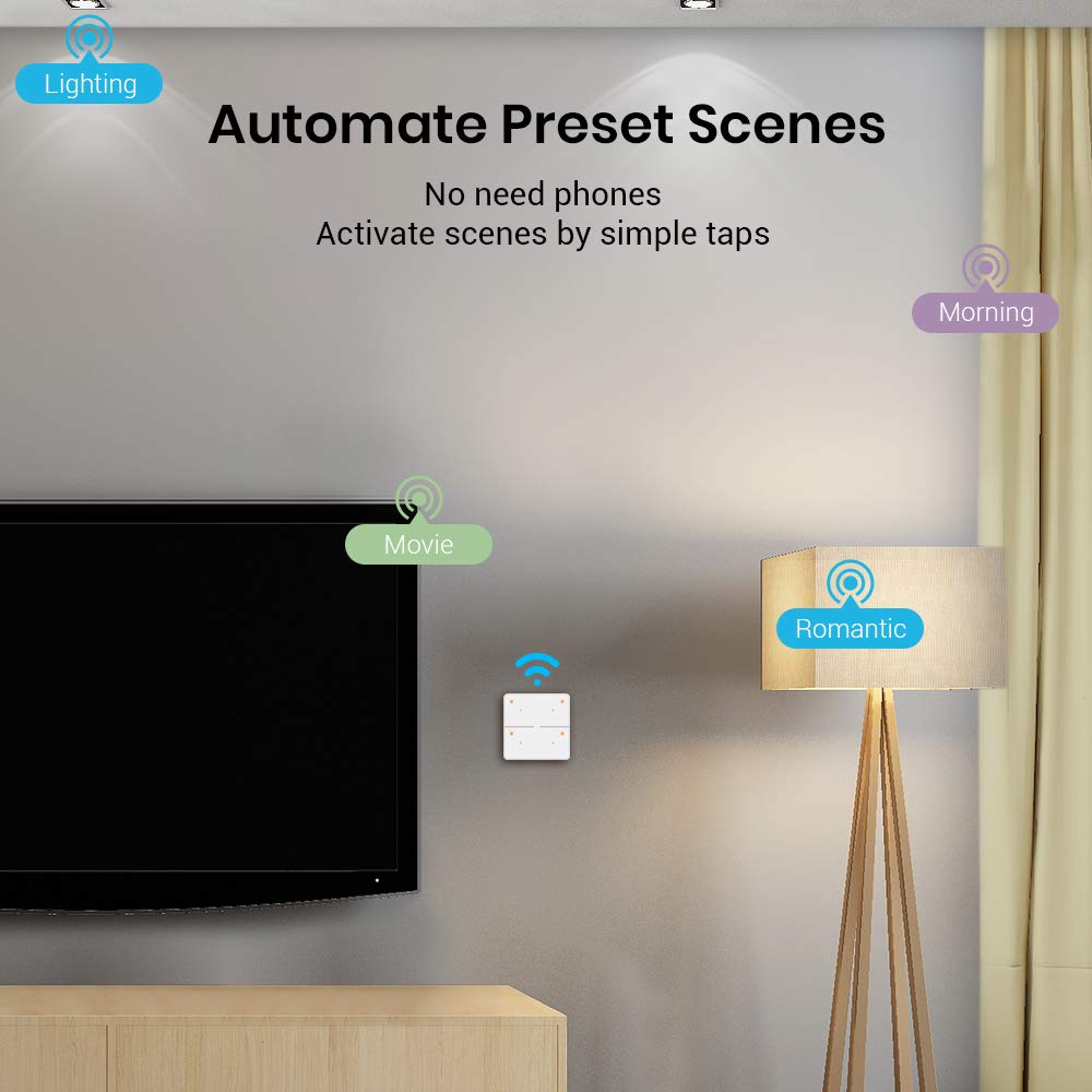 BroadLink Smart Button, 3 Way Dimmer Switch Control with IFTTT and Alexa Routines for Home Automation, Wireless Trigger Smart Home Devices and Scenes, S3 Hub Included