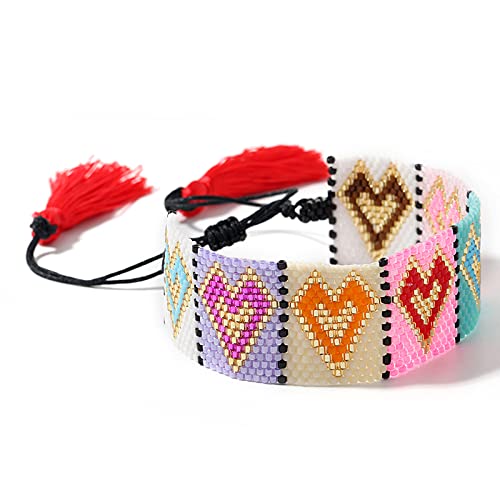 BALIBALI Seed Beads Bracelet Evil Eye Star Lips Bracelet Cuff Women Bangle Hot Summer Charms Loom Woven Jewelry (3 Set C)