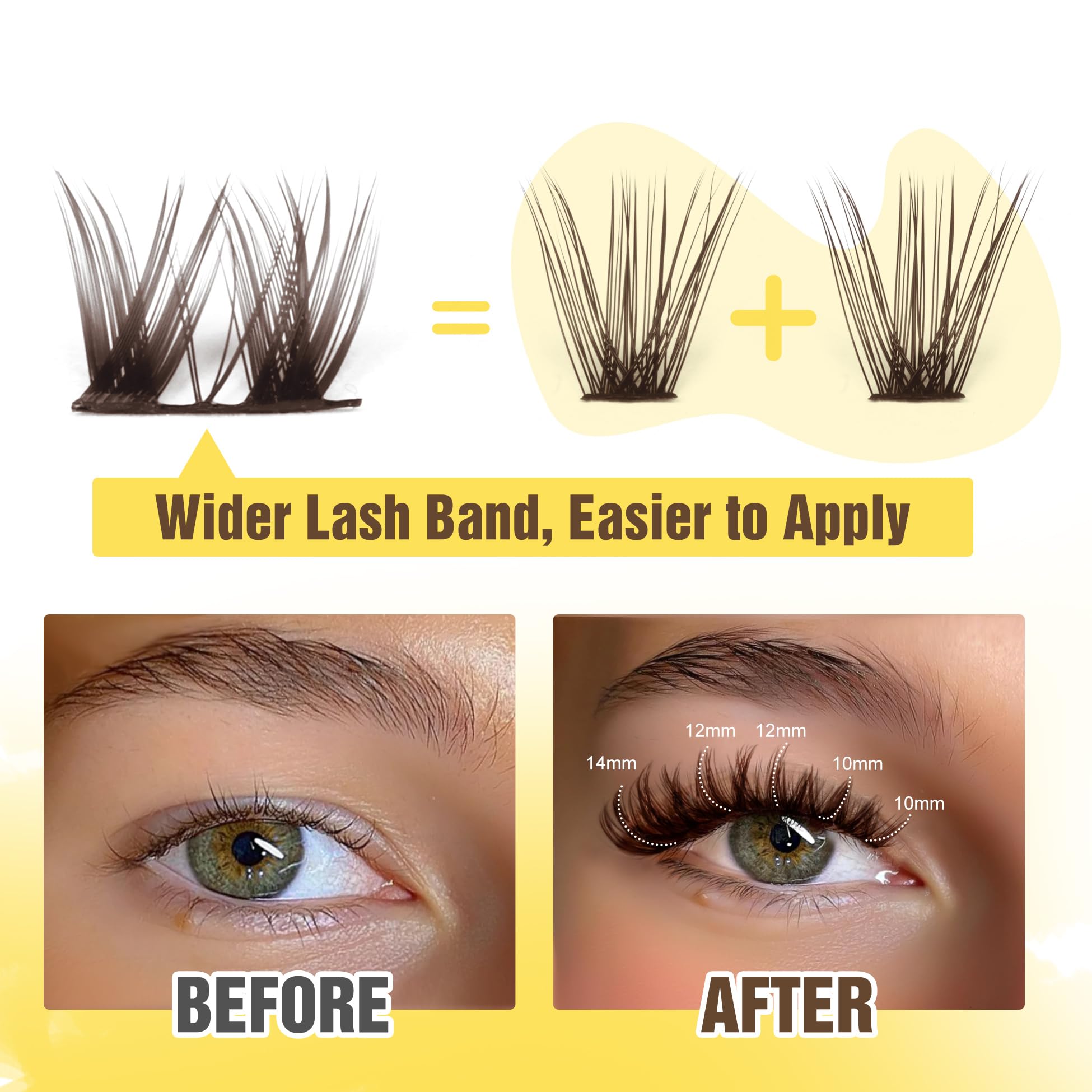 Brown Lash Clusters 100 Pcs Natural Wispy Eyelash Extensions 8-16MM Mixed Lengths DIY False Lashes CC Curl Brown Cluster Lashes Pack by Mavphnee