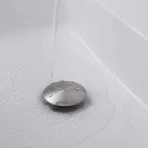 Bathroom Sink Drain 304 Stainless Steel Pop up Drain with Detachable Basket Stopper Anti-Explosion and Anti-Clogging Drain Strainer (Without Overflow Hole, Chrome)