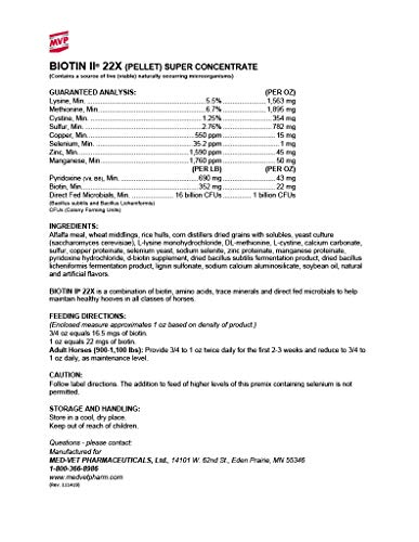 Med-Vet Pharmaceuticals Biotin II 22X (5lb) Hoof Supplement for Horses