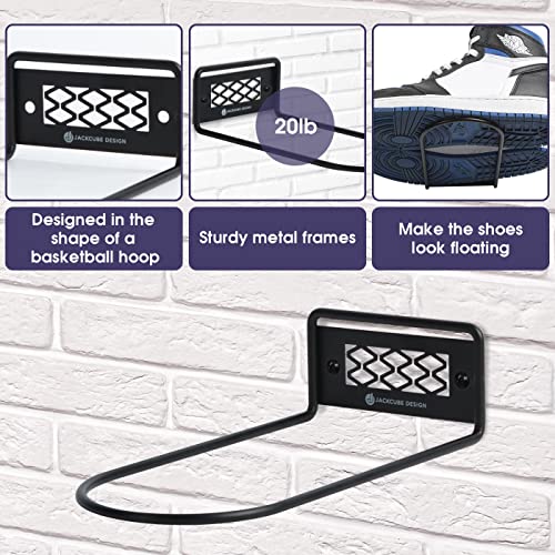 J JACKCUBE DESIGN Black Metal Floating Shoe Display Shelves for Wall Mount, Set of 6 Sneaker Showcase Organizer Rack Display -MK1068A