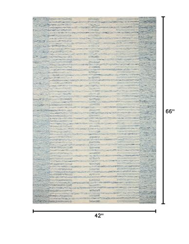 Loloi Chris Loves Julia Chris Collection CHR-01 Ivory/Denim 3'-6'' x 5'-6'', .50" Pile Height, Accent Rug