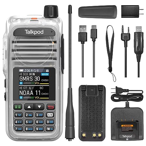 Talkpod A36Plus GMRS Radio HAM Walkie Talkie 512 Channel, 5W Output, AM AIR VHF UHF 7-Band Receive (Crystal)