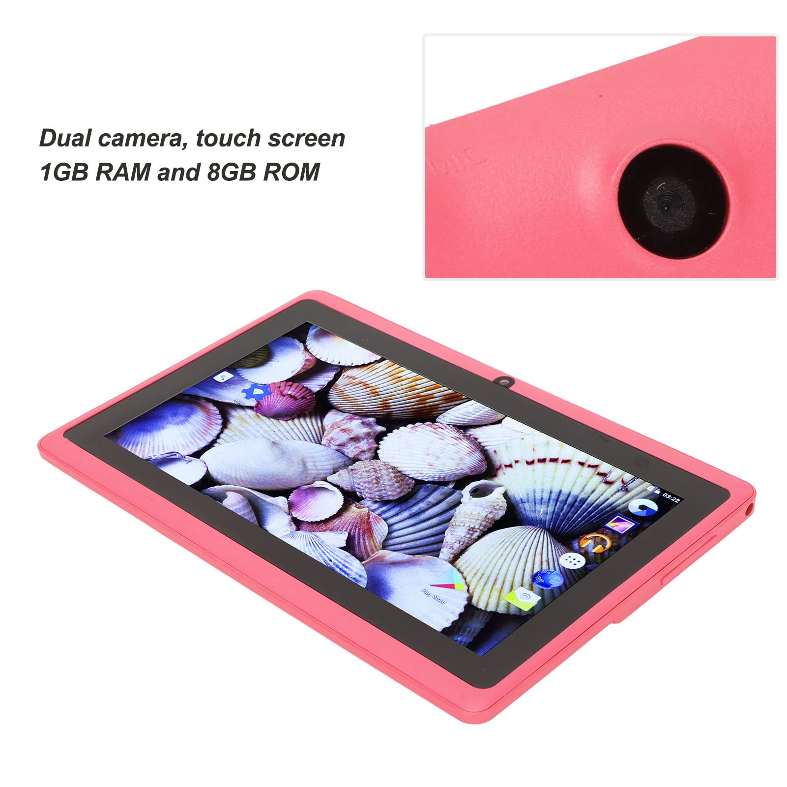 CHICIRIS Kids Tablet, Support 32GB Memory Card Kids Tablet 1GB RAM 8GB ROM 7 Inch for Work for Travel (US Plug)