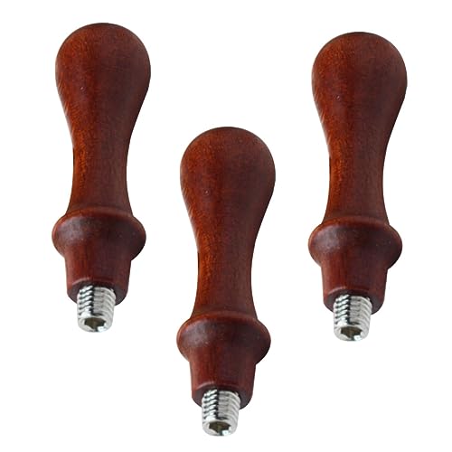 EXCEART 3Pcs Wooden Handle Wooden Stamps Brass Fittings Wedding invites Wooden Wax Stamp Handle Wax Stamp Replacement Handle Making Stamp Handle Stamp Handle Replacement Wooden Seal Handle