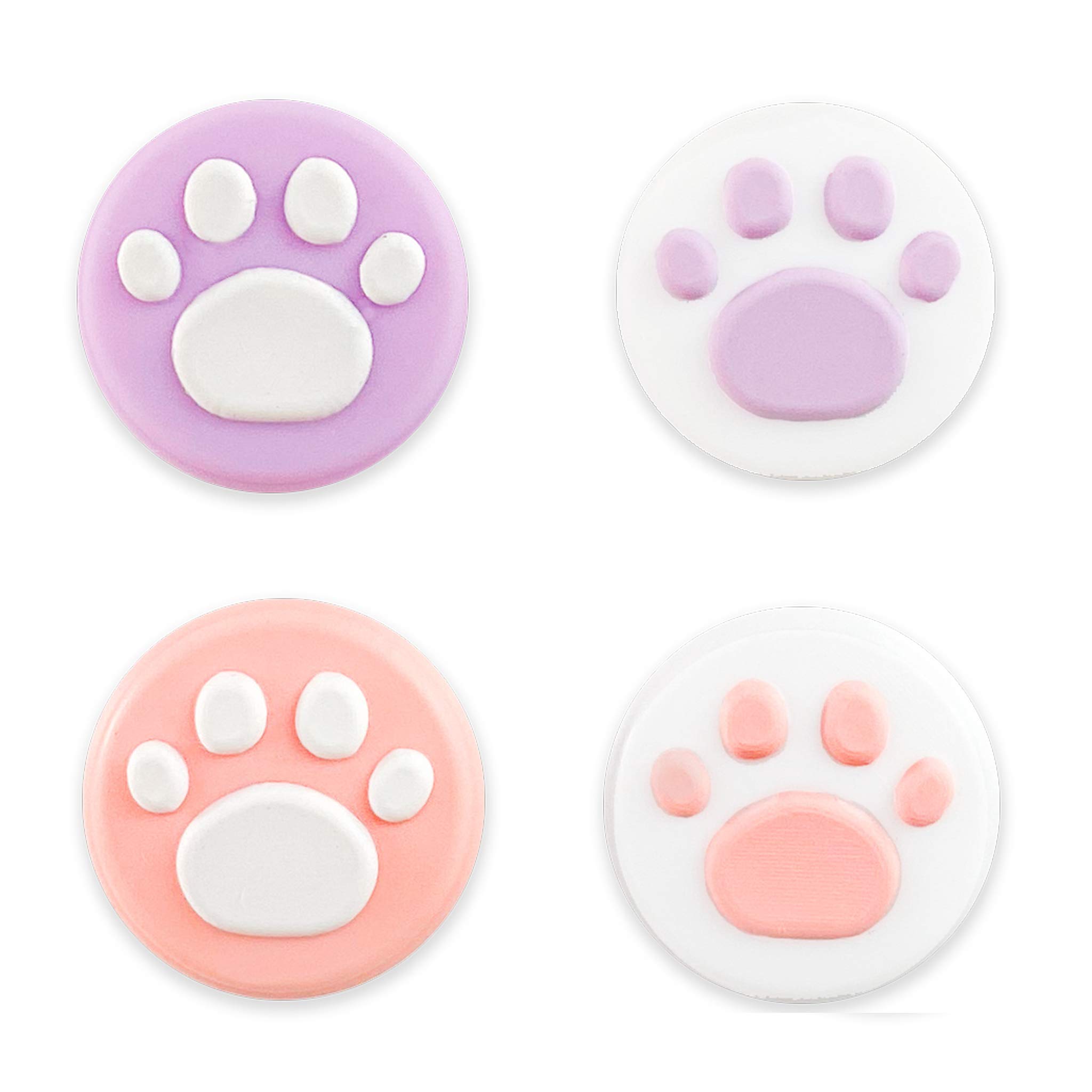 BelugaDesign Paw Thumb Grip Caps | Compatible with Nintendo Switch Lite OLED | Cute Kawaii Animal Joystick Cap, Soft Silicone Cover for Controller | Pack of 4 (Pink Purple)