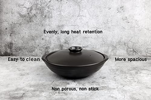 GREATUS Korean Dojagi J Pot/Korean Stone Pot with lid, Stone Bowl for Kimchi Budae Sundubu Stew(Large)