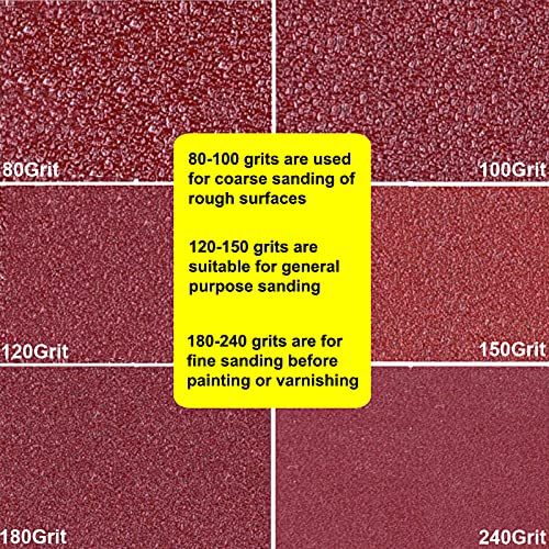 CUBEWAY 9 Inch 10 Hole Hook and Loop Abrasive Sandpaper, 30 Pcs Drywall Sander Sanding Discs, 5Pcs Each of 80 100 120 150 180 240 Grits, CW225H10