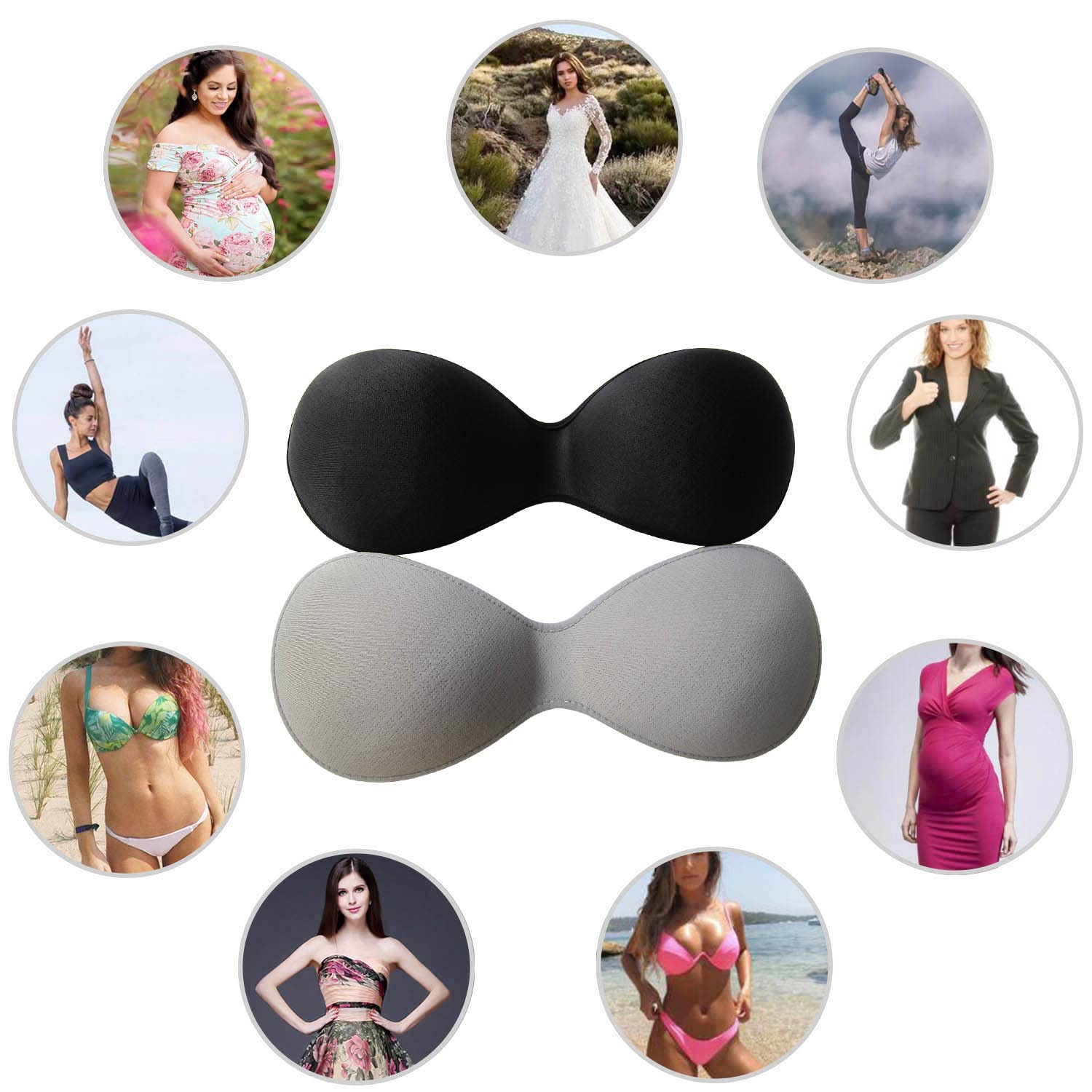 Bellcon womens Pads Inserts Sports Push Up Cups Swimsuit Replacement Bra, Skin+pink, Medium