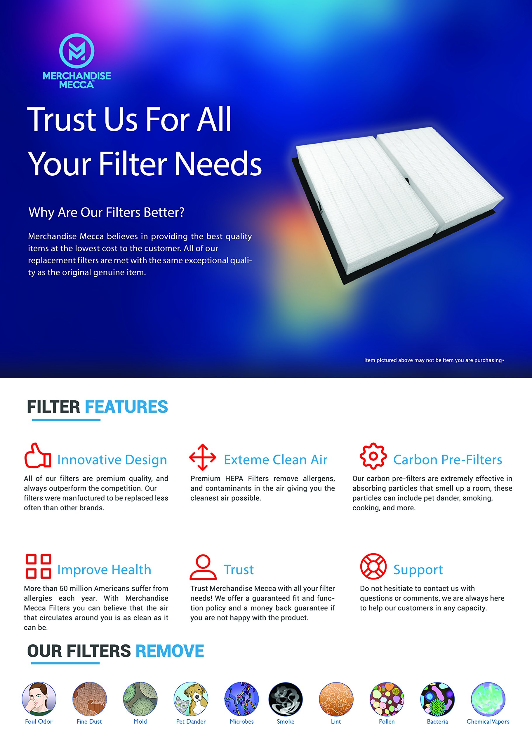Idylis Full Refresh Kit Made for IAP-10-050, IAP-10-125 & AC-2125 Includes 2 Idylis B HEPA Filters and 6 Idylis B Carbon Filters (Idylis B)
