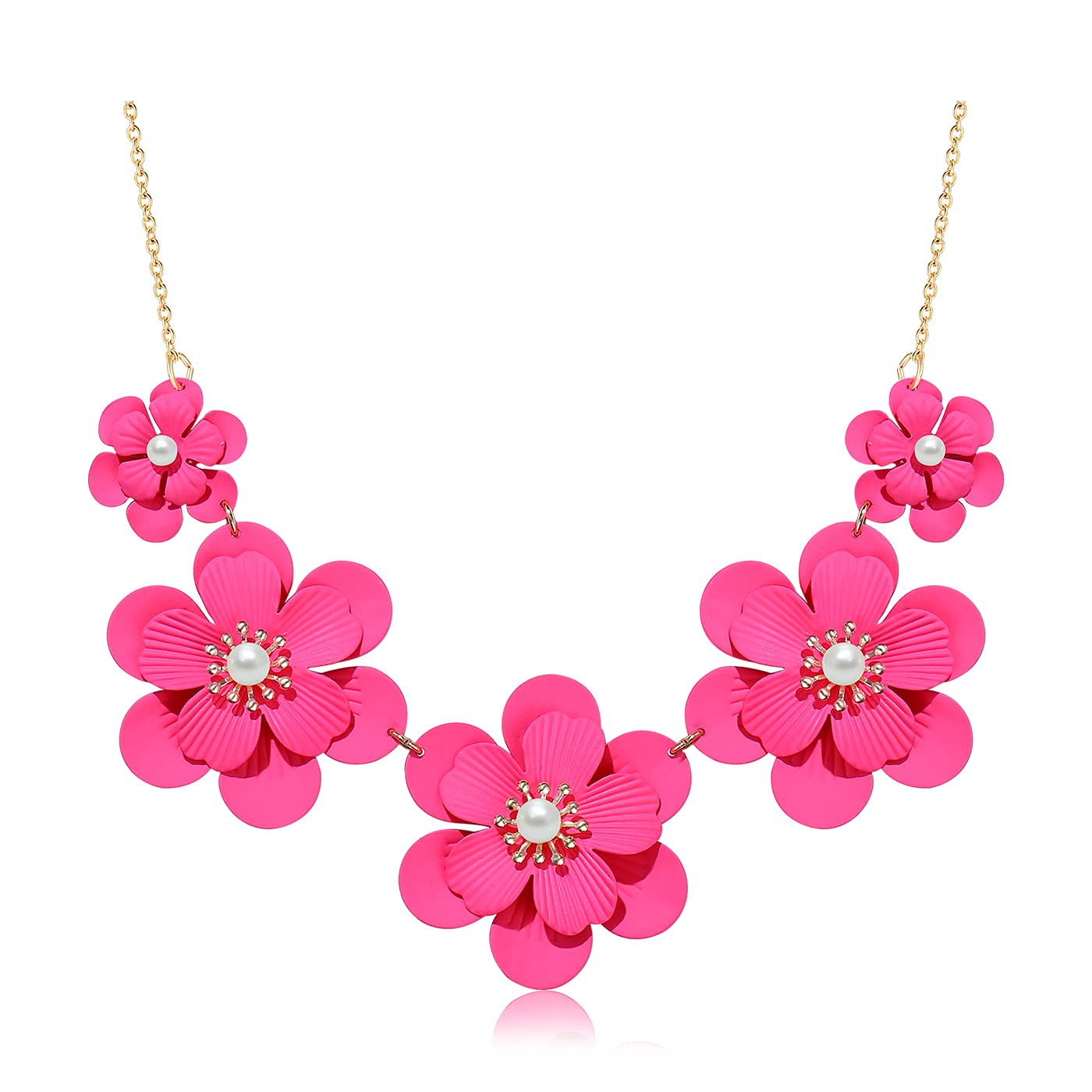Boho Choker Necklace for Women Cute Flower Collar Necklace Statement Chunky Pearl Charm Summer Beach Chokers Necklaces Jewelry Gifts for Women
