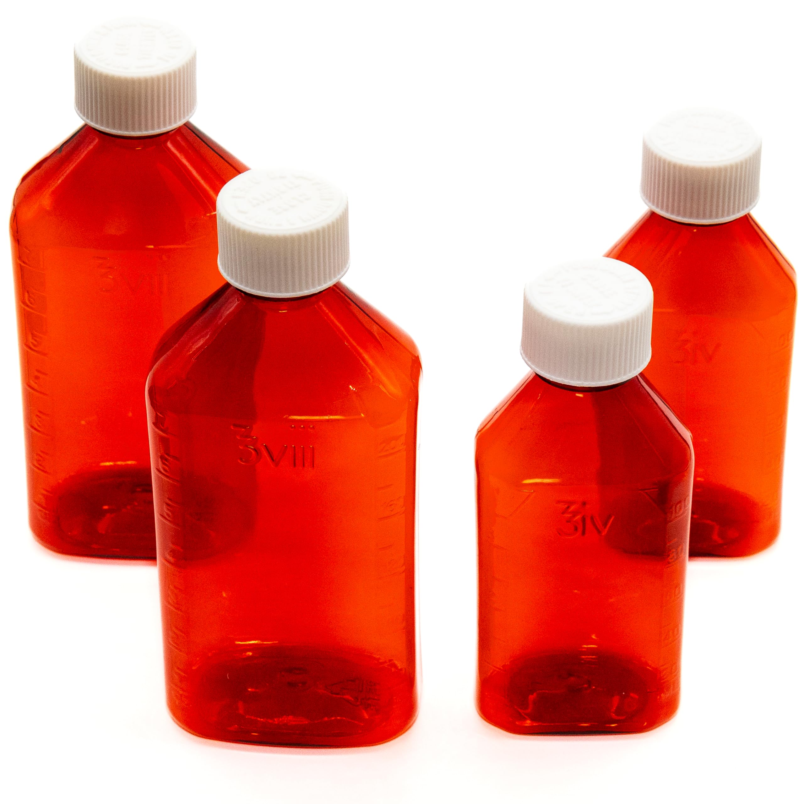 Pharmacy Oval Bottle Amber 8 oz with CR Caps Included (QTY. 50) - Prescription Pharmacy Bottle, Pharmacy Container, Prescription Plastic Container by Sponix