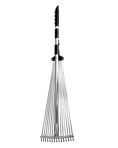TABOR TOOLS Adjustable Metal Rake - Collapsible & Telescopic - Garden, Yard, & Lawn - Ideal for Leaves, Shrubs & Small Areas. J16A