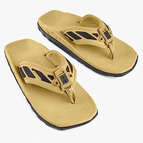 VIKTOS Men's Ruck Recovery Sandals | Comfortable Lightweight Casual Outdoor Flip Flops with Dropped Heel & Thermoformable EVA Footbed, FDE, Size: 11