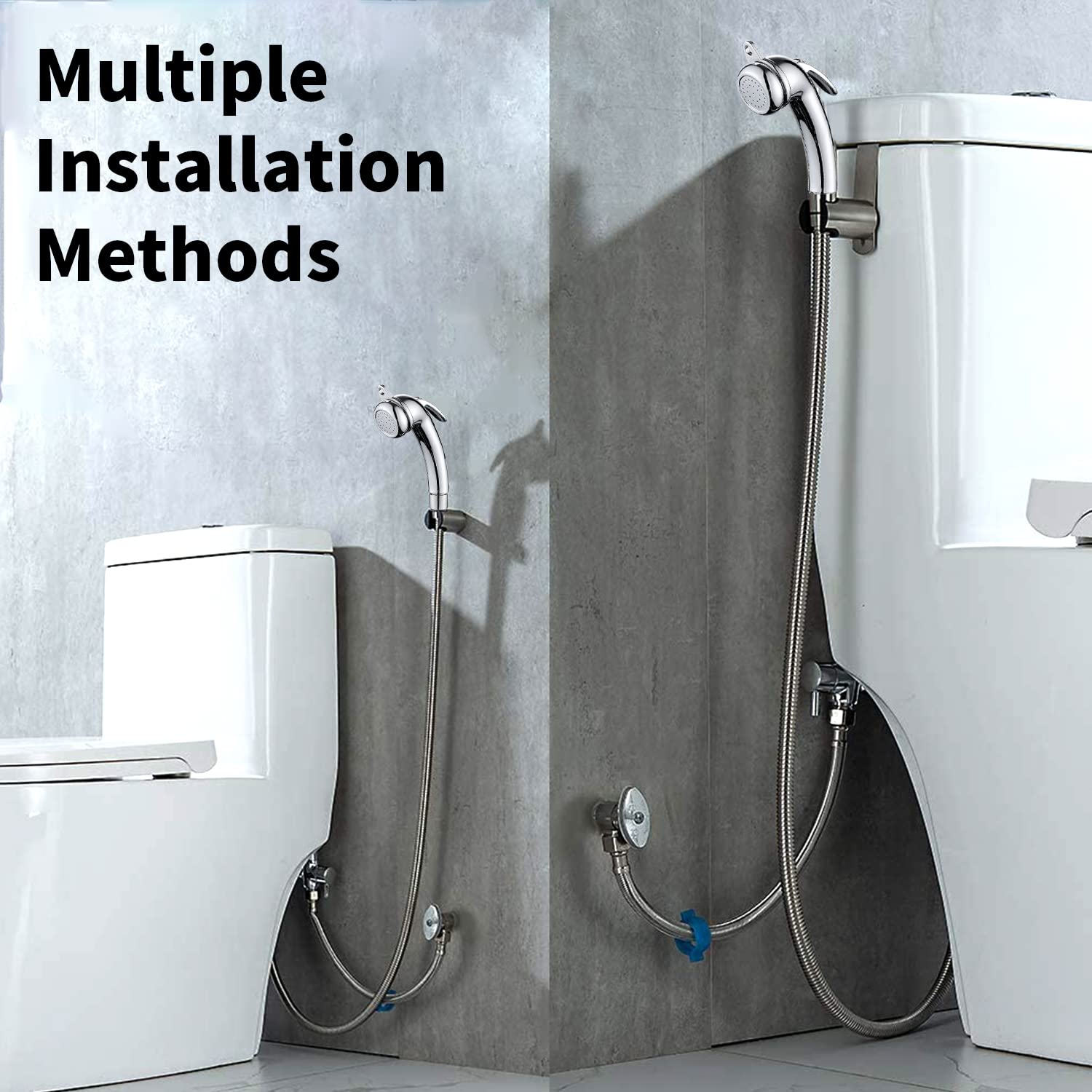 Handheld Bidet Sprayer Kit for Toilet, Zeromix Bathroom Toilet Bidet Attachment Set,Multi-Function for Baby Cloth Diaper Sprayer,Shattaf Sprayer,Pets Shower,Toilet or Wall Mounted