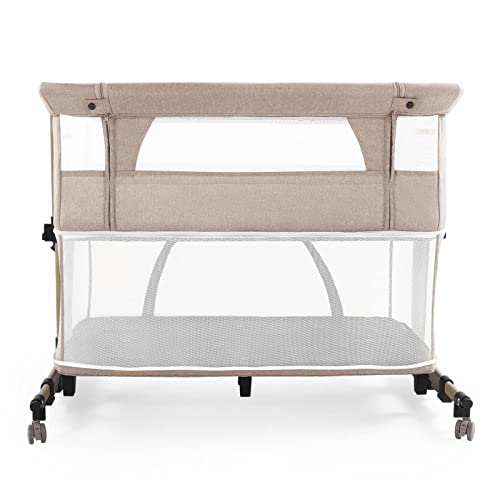 Baby Crib,3 in 1 Baby Bassinet Bedside Crib Bedside Sleeper Adjustable Portable Bed for Infant,Baby Newborn Must Have Bed,Beige