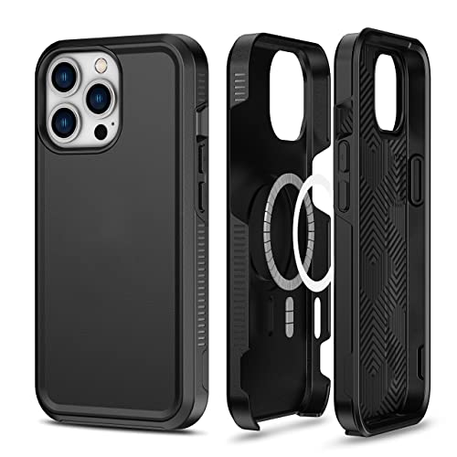 CUCICU Magnetic Case for iPhone 12/13 Pro Max Case, Heavy Duty Case Compatible with MagSafe, Military Grade Drop Protective Shockproof Lightweight Slim Case for iPhone 12/13 Pro Max 6.7 Inch(Black)