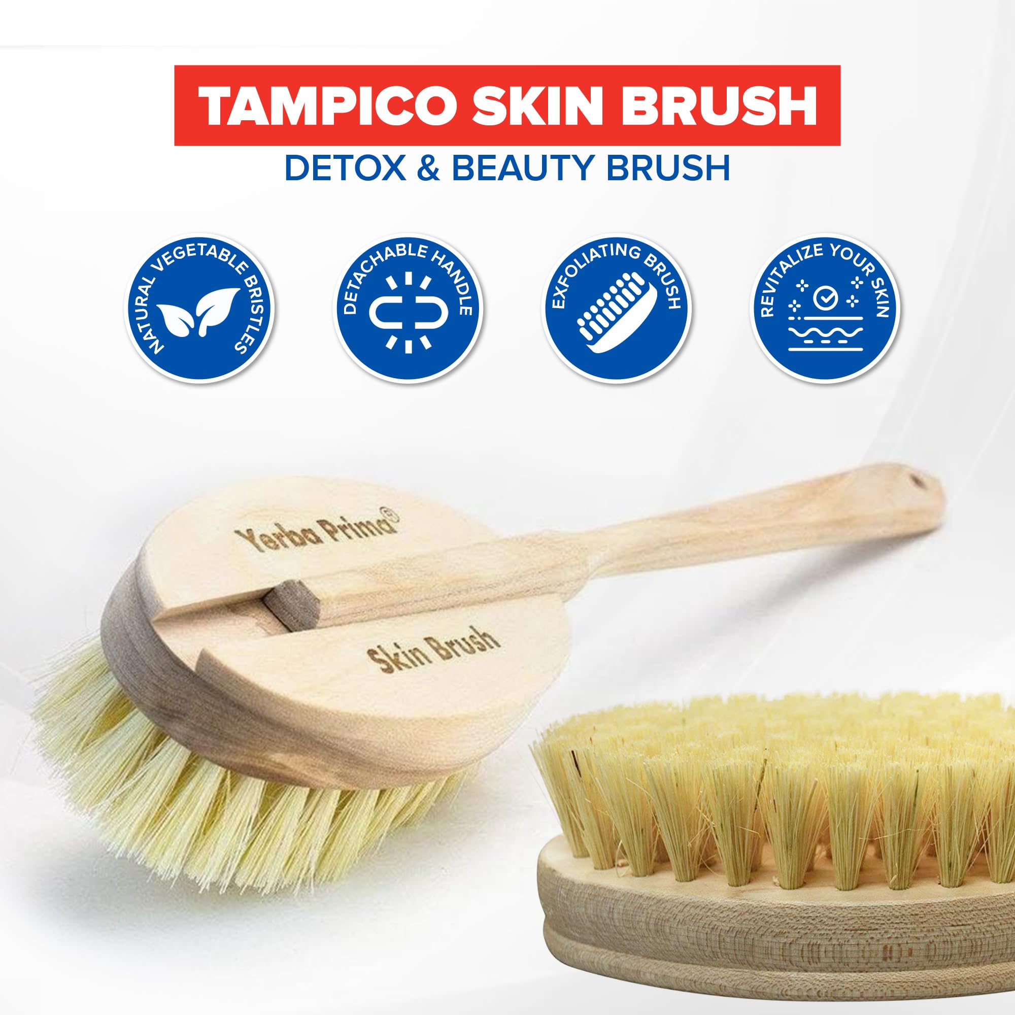Yerba Prima Tampico Skin Brush for Exfoliation and Blood Circulation - 1 Brush