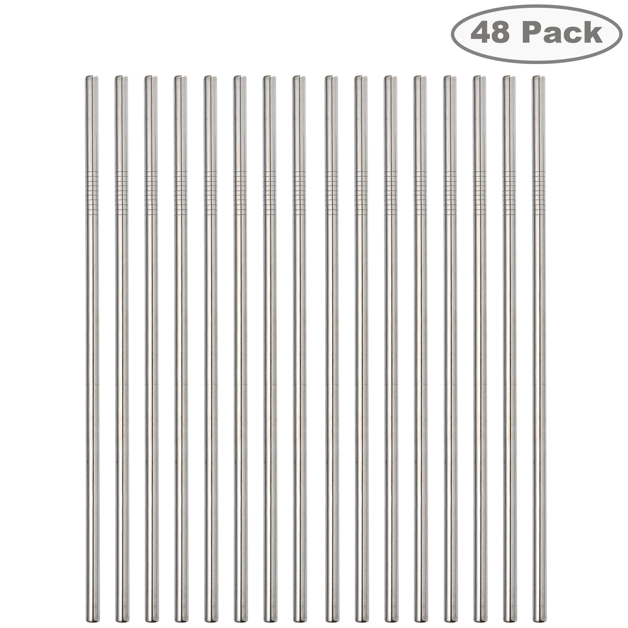 Brightbuy Set of 48 Stainless Steel Straws 10.5'' Reusable Metal Drinking Straws For 30oz Tumblers Yeti 6mm Diameter (48 Straight)