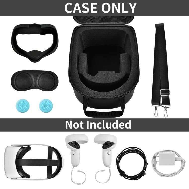 Carrying Case Compatible with Oculus for Quest 2 Advanced All-In-One Virtual Reality Headset, Box for VR Gaming Headset, Elite Strap Touch Controllers, with 4 in 1 Lens Face Silicone Cover Accessories