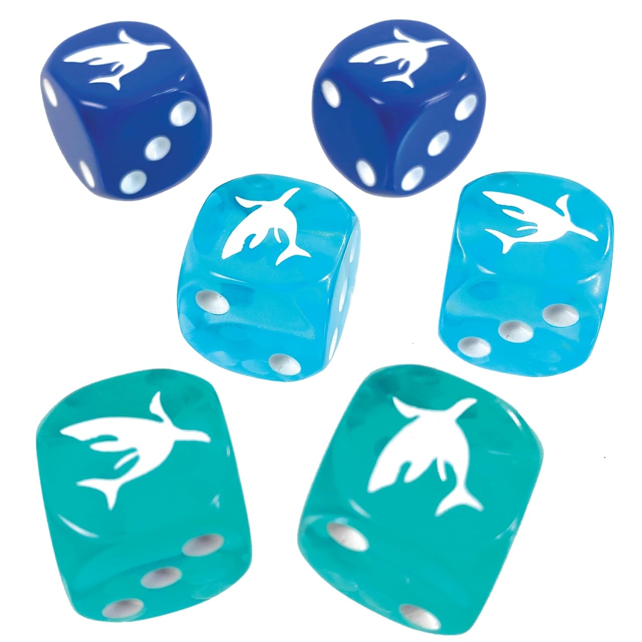 Shark d6 Dice Set | 6 Pcs | 16mm Six-Sided | Translucent Dice | Tabletop Roleplaying Games | RPG | from Steve Jackson Games