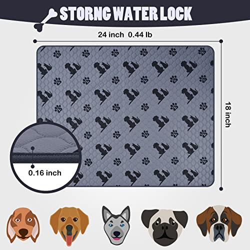JUMEIHUI Washable Pee Pads for Dogs, Reusable Pee Pads for Dogs Non Slip,Pet Supplies Dog Pee Pads Extra Large,Playpen,Indoor 18X24(Pack of 2)