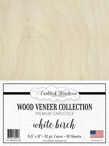 White Birch Wood Veneer Paper from Cardstock Warehouse 8.5 x 11 inch - 12Pt Text - 10 Sheets
