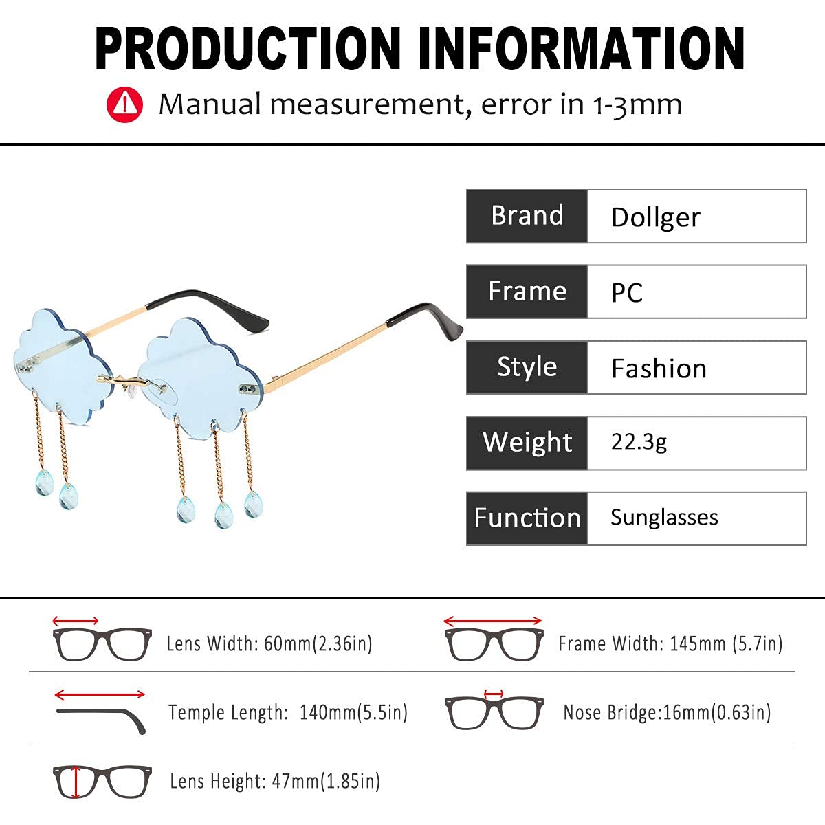 BOJOD Drip Cloud Sunglasses For Women Trendy Disco Glasses bachelorette Party 90s Sunglasses Funny Cloud pack BLUE+