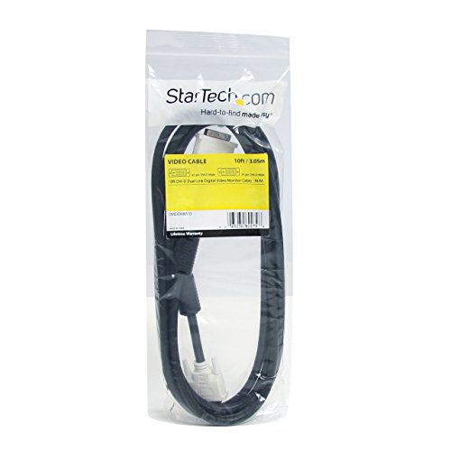 StarTech.com Dual Link DVI Cable - 10 ft - Male to Male - 2560x1600 - DVI-D Cable - Computer Monitor Cable - DVI Cord - Video Cable (DVIDDMM10)