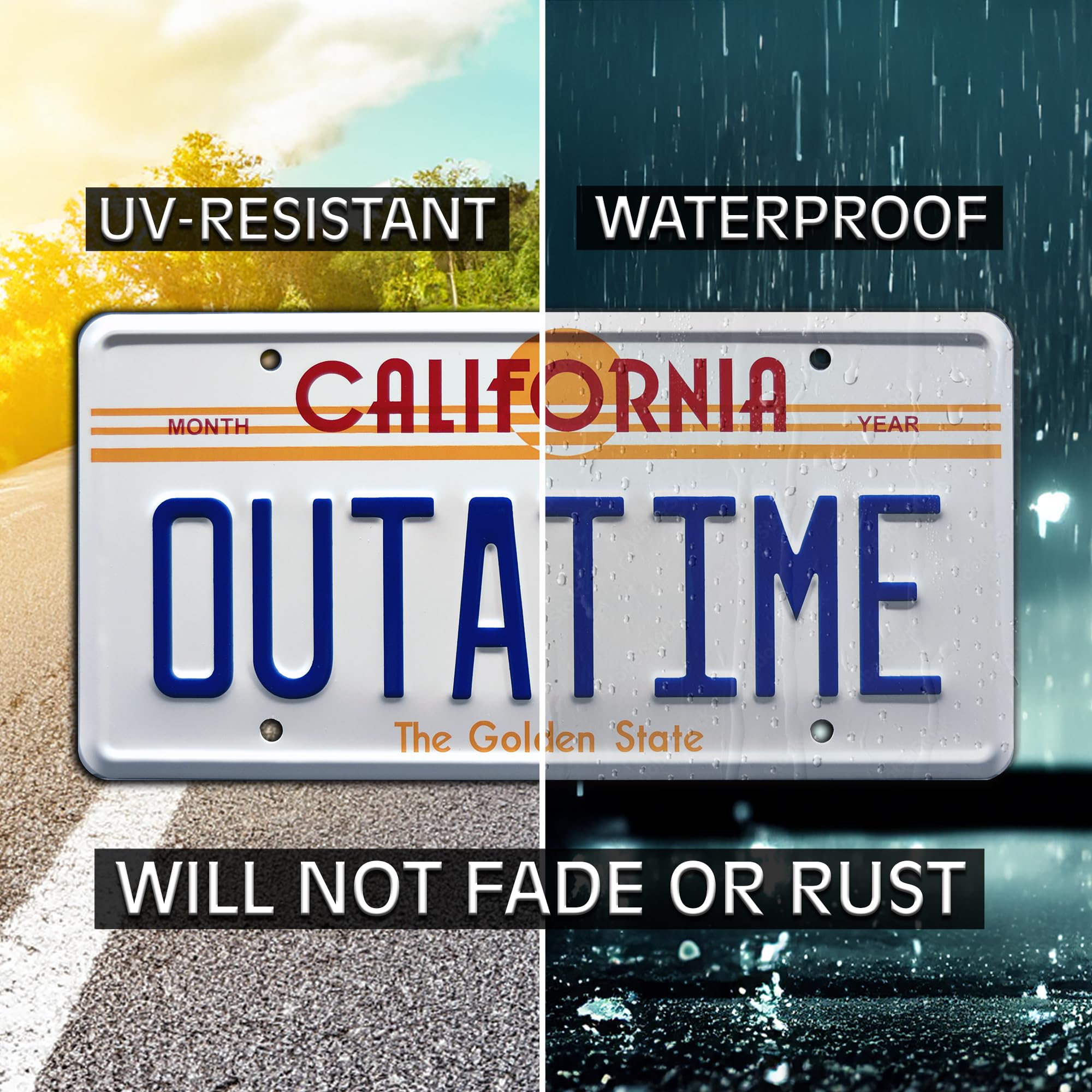 Back to The Future | Delorean | Outatime | Metal Stamped Vanity Prop License Plate