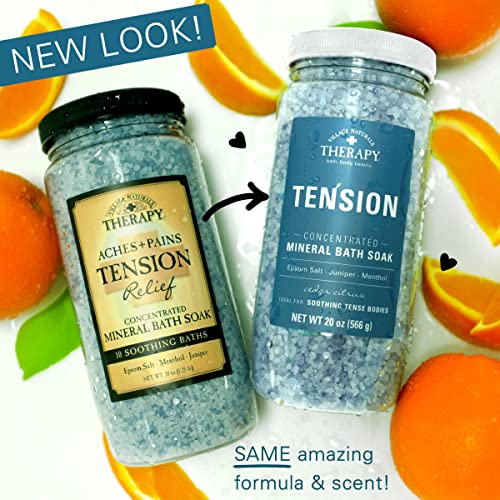 Village Naturals Therapy Tension Concentrated Mineral Bath Soak, Cedar Citrus Scent, 20 Oz, Pack of 3