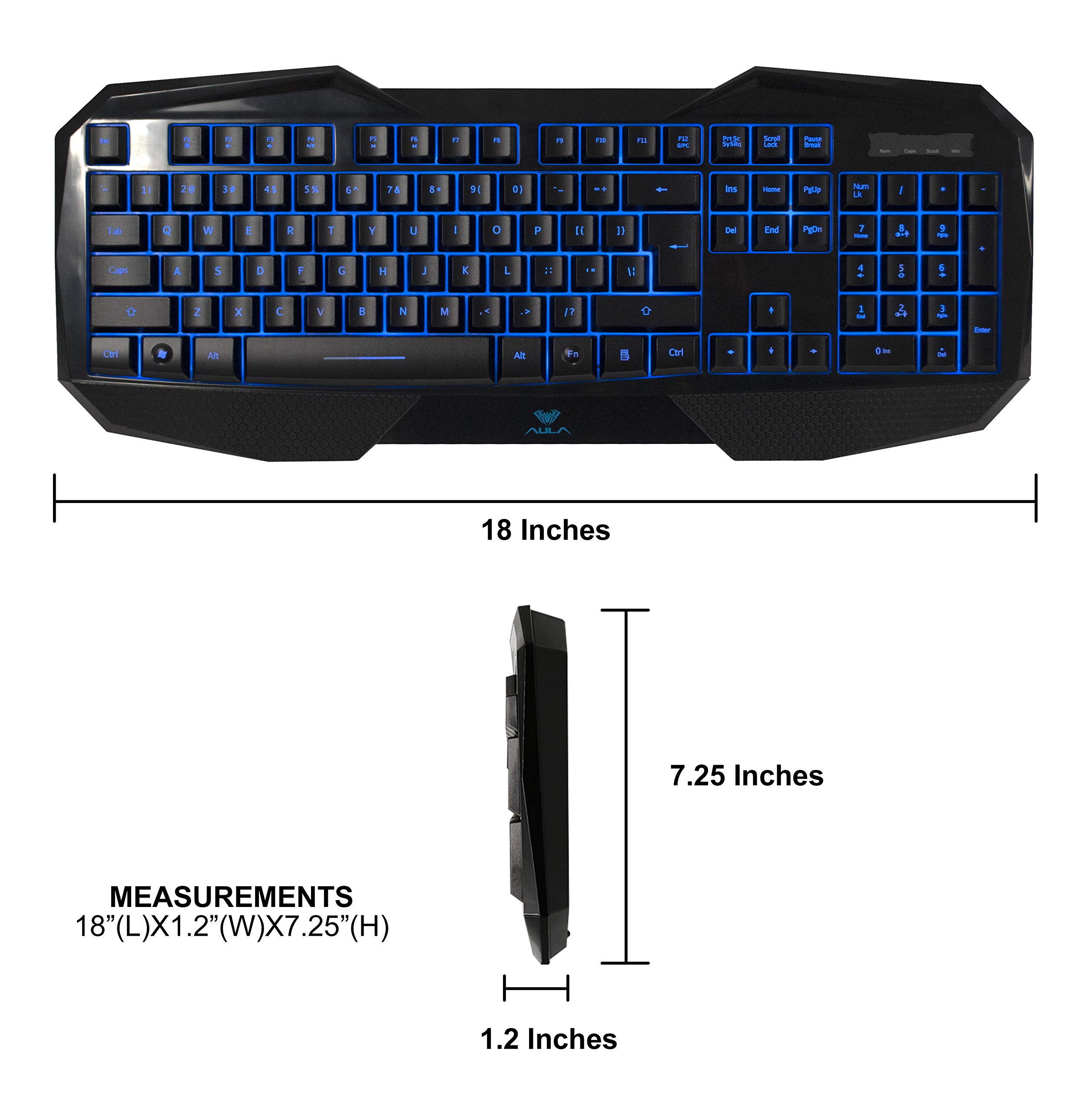 Backlit Gaming Keyboard, Aula Illuminated Keyboard with Adjustable LED Backlight 104 Key and Wrist Rest for Gaming, Office