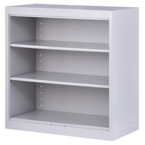 Sandusky BA20361836-05 Wielded Bookcase with Adjustable Shelves, 3-Tier Open Display Bookshelf for Home, Office, 18"D x 36"W x 36"H, Dove Gray