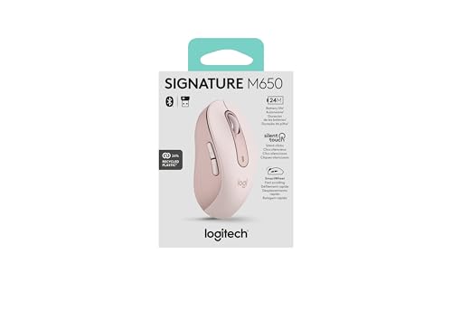 Logitech Signature M650 Wireless Mouse - For Small to Medium Sized Hands, 2-Year Battery, Silent Clicks, Customizable Side Buttons, Bluetooth, for PC/Mac/Multi-Device/Chromebook - Rose