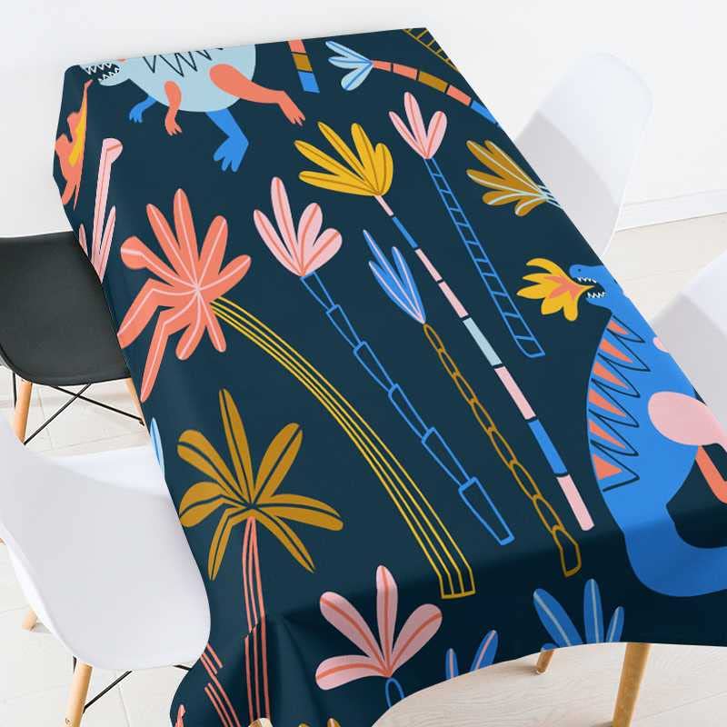 Cartoon Animal Floral Print Rectangle Tablecloth for Dining Table Party Decoration Waterproof Table Cover Table Mat A2 140x210cm